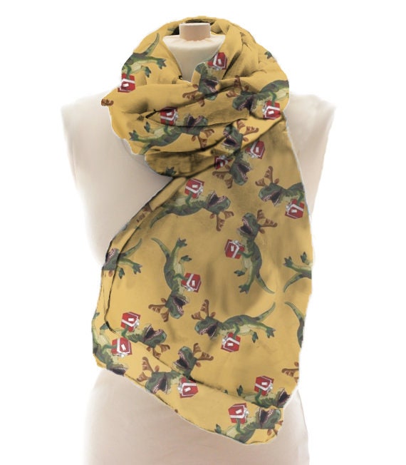 Christmas Dinosaur Scarf Trex Wearing Antlers With Christmas - Etsy UK