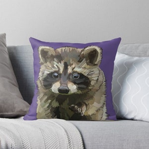 Raccoon Decor Home Purple Cushion Raccoon Cub Cushion Raccoon Pillow ...