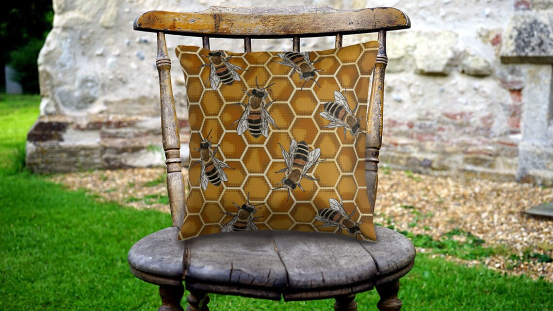 Honey Bee Cushion Beehive Honeycomb Throw Pillow Beekeeper - Etsy UK