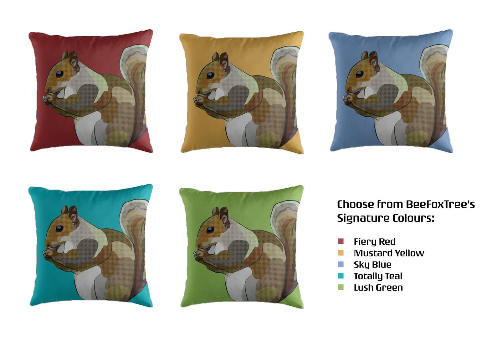 Squirrel Cushion Colourful Wildlife Cushion Squirrel - Etsy UK