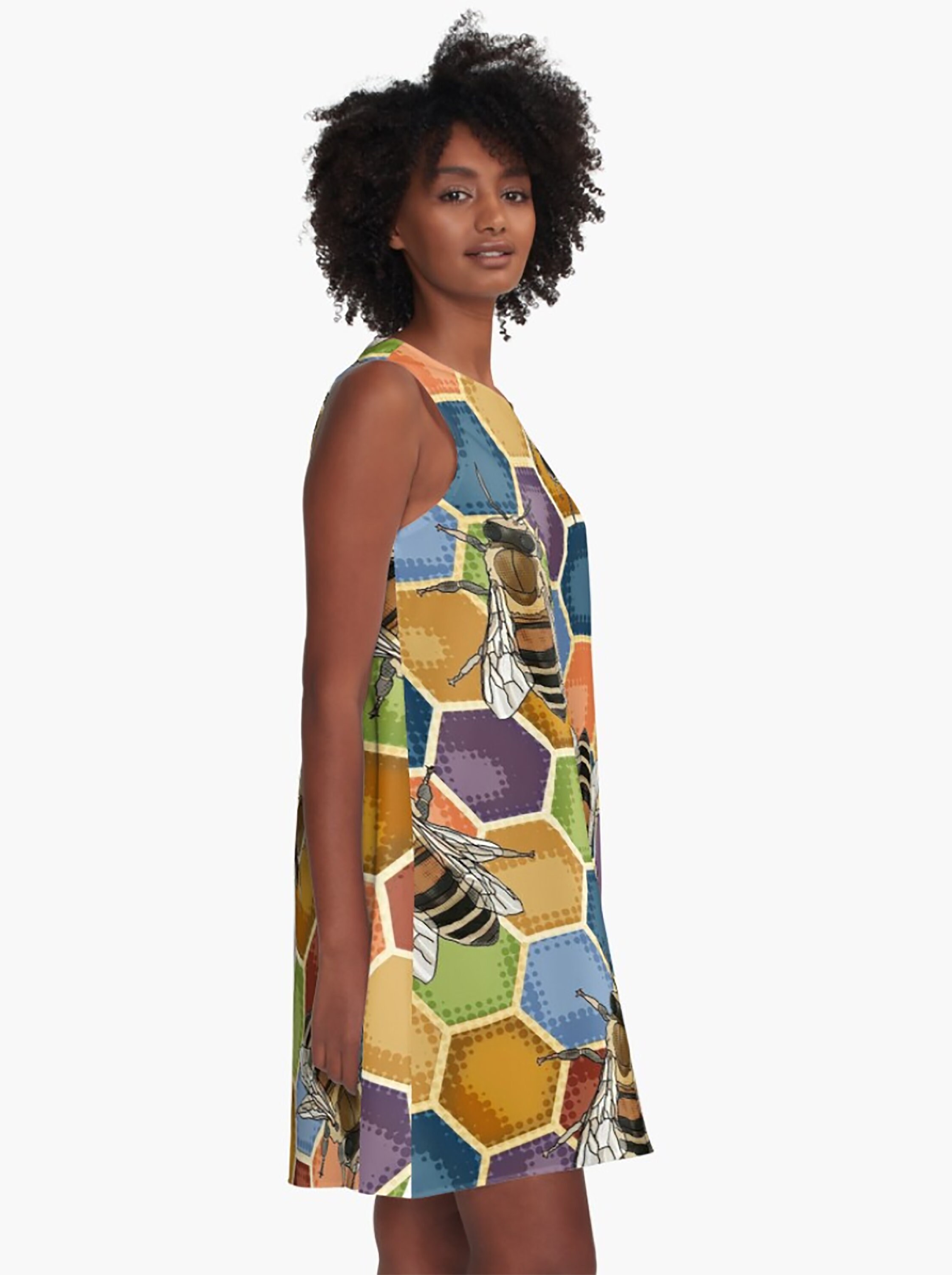 Rainbow Honeybee Dress * Colorful A-line Bee Dress * Save the Bees ...