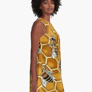 Gold Honeybee Dress Bee Dress Gold Dress Women Insect Print Dress ...
