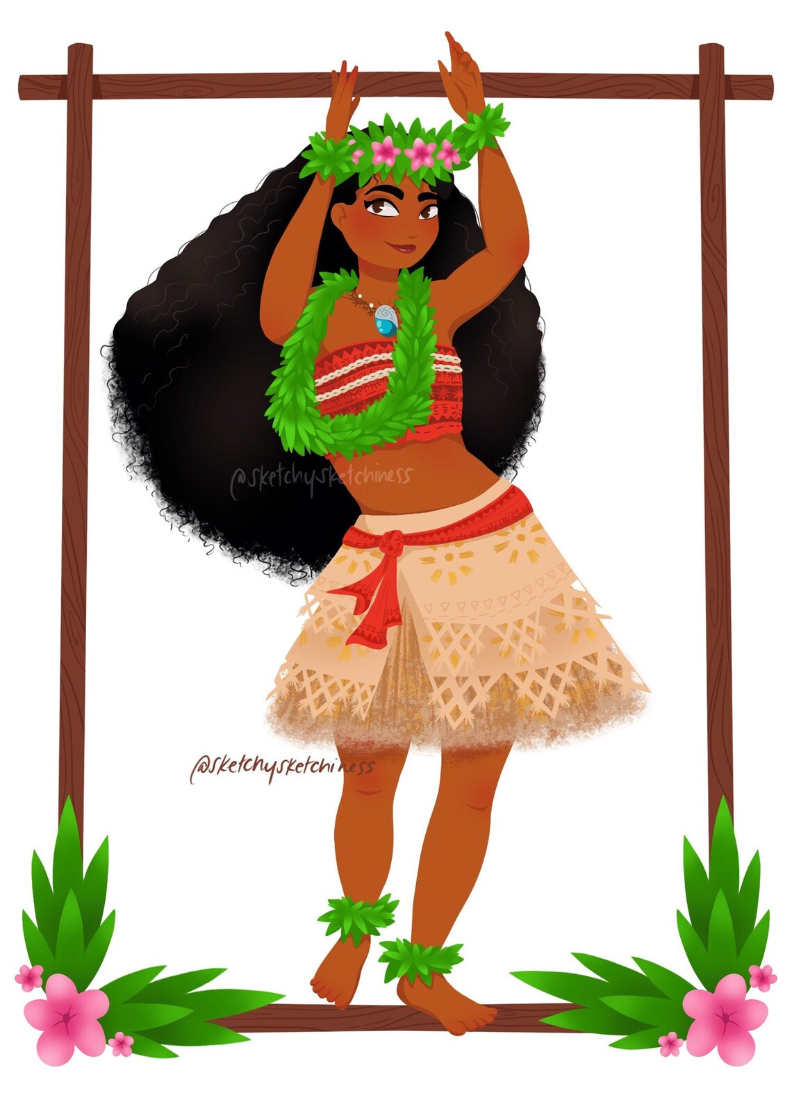 Hula Dancing Princess Moana Art Print - Etsy
