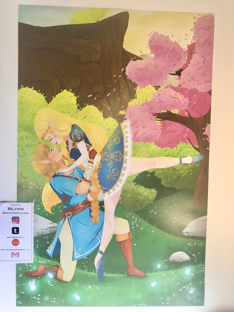 Legend of Zelda Inspired Ballet Art Print With Link and Zelda - Etsy