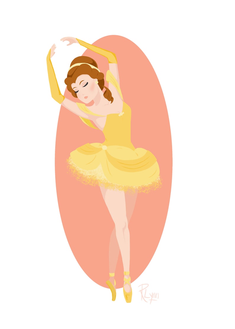 Disney Princess Ballerina Belle From Beauty and the Beast Art - Etsy