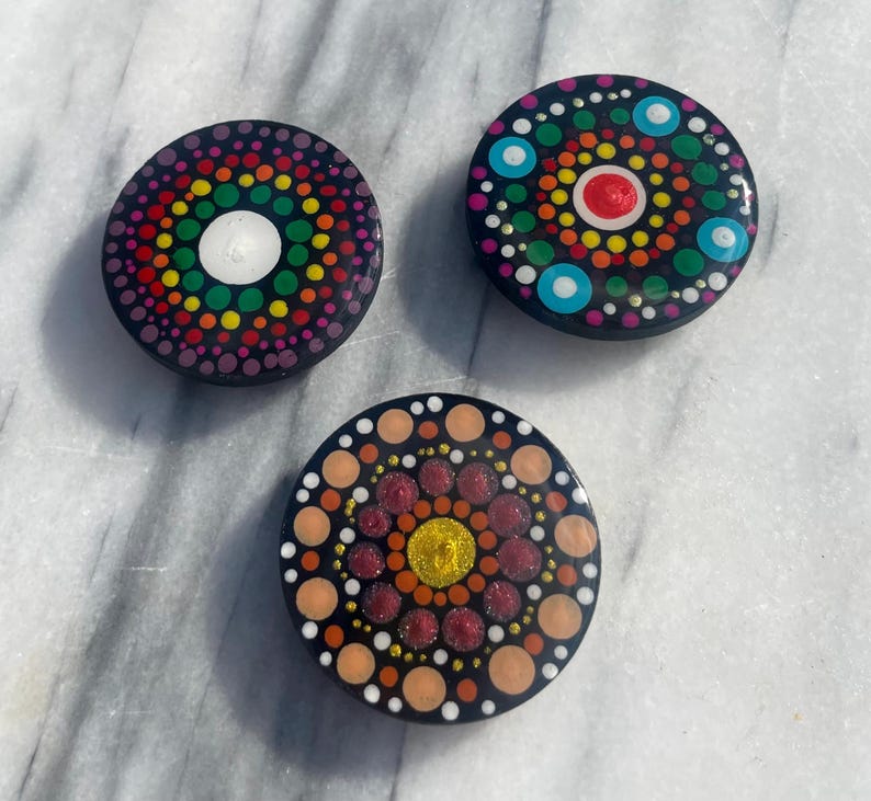 Bright Dot Mandala Hand Painted Refrigerator Magnets Boho Magnet Choose ...