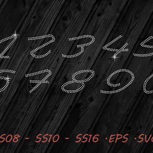 Rhinestone Numbers Bold SVG EPS DXF Ai Digital Template Vector Clipart ...