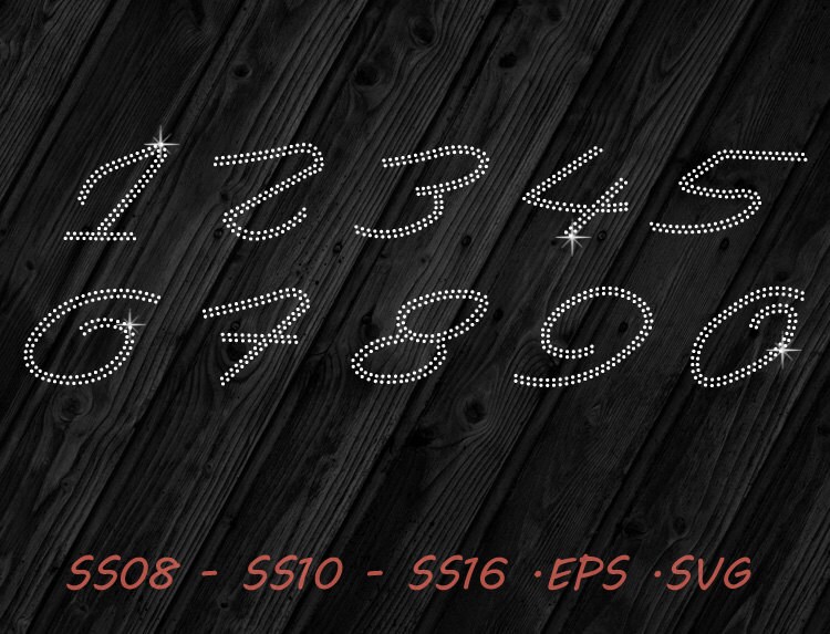 Rhinestone Numbers Calligraphic SVG EPS Digital Template - Etsy