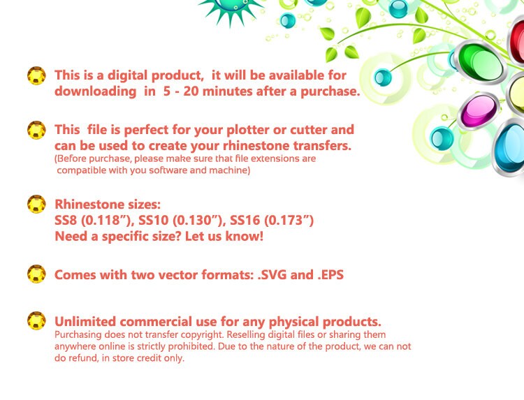Rhinestone Symbols SVG EPS Digital Template Vector - Etsy
