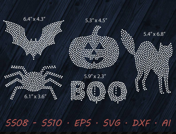 Rhinestone Halloween SVG EPS DXF Ai Digital Template - Etsy