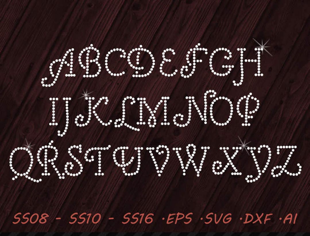 Rhinestone Cursive Font - SVG EPS DXF Ai Digital Template - Vector ...