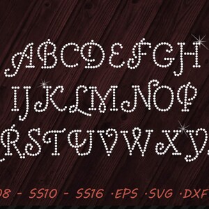 Rhinestone Cursive Font - SVG EPS DXF Ai Digital Template - Vector ...