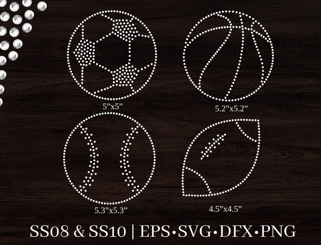 Rhinestone Sports Ball DXF SVG EPS Png Digital Template Vector Clipart ...