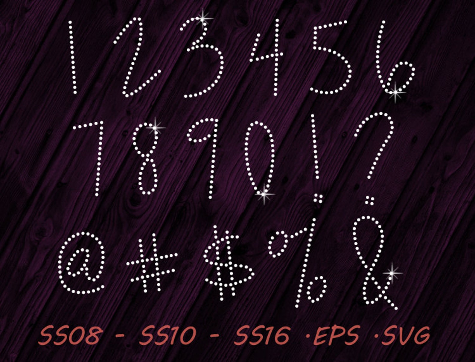 Rhinestone Numbers Comics SVG EPS Digital Template Vector Clipart ...