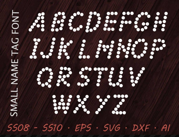 Rhinestone Small Name Tag Font SVG EPS DXF Ai Digital Template Vector ...