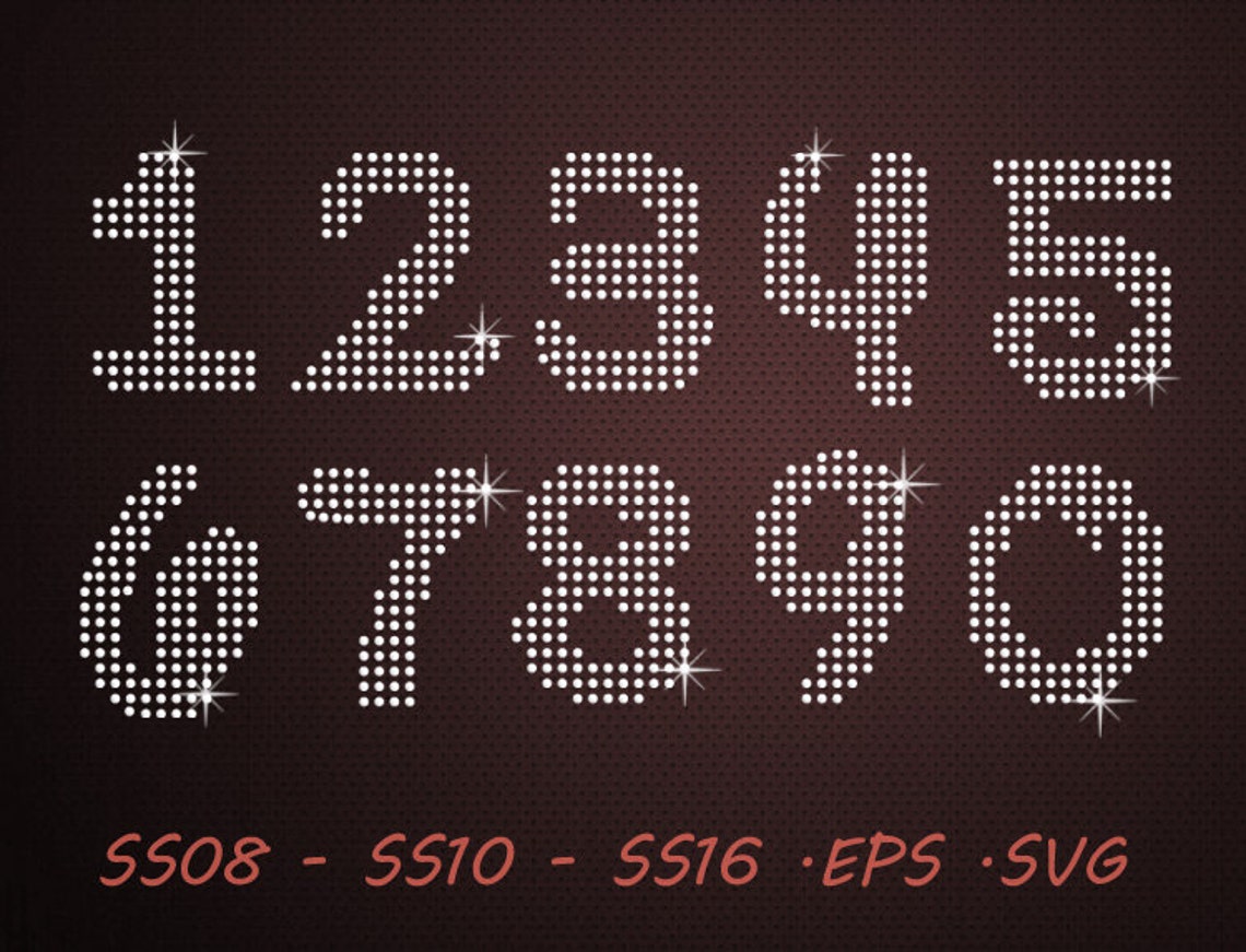 Rhinestone Numbers Cartoon SVG EPS Digital Template - Etsy