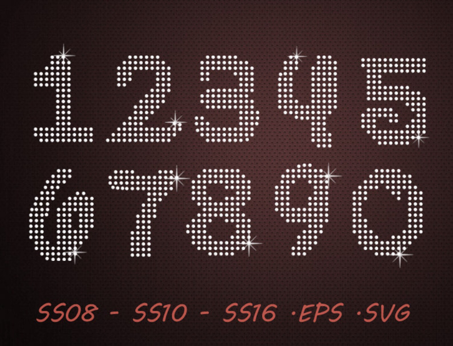 Rhinestone Numbers Cartoon SVG EPS Digital Template - Etsy