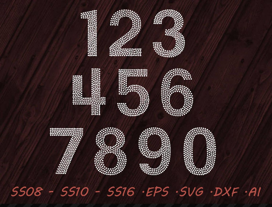 Rhinestone Numbers Bold SVG EPS DXF Ai Digital Template Vector Clipart ...