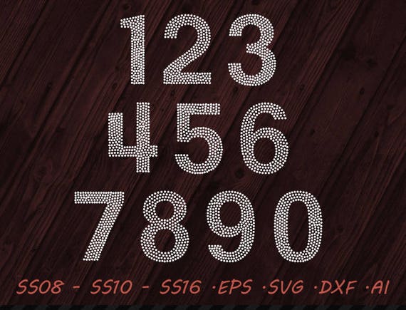 Rhinestone Numbers Bold SVG EPS DXF Ai Digital Template - Etsy