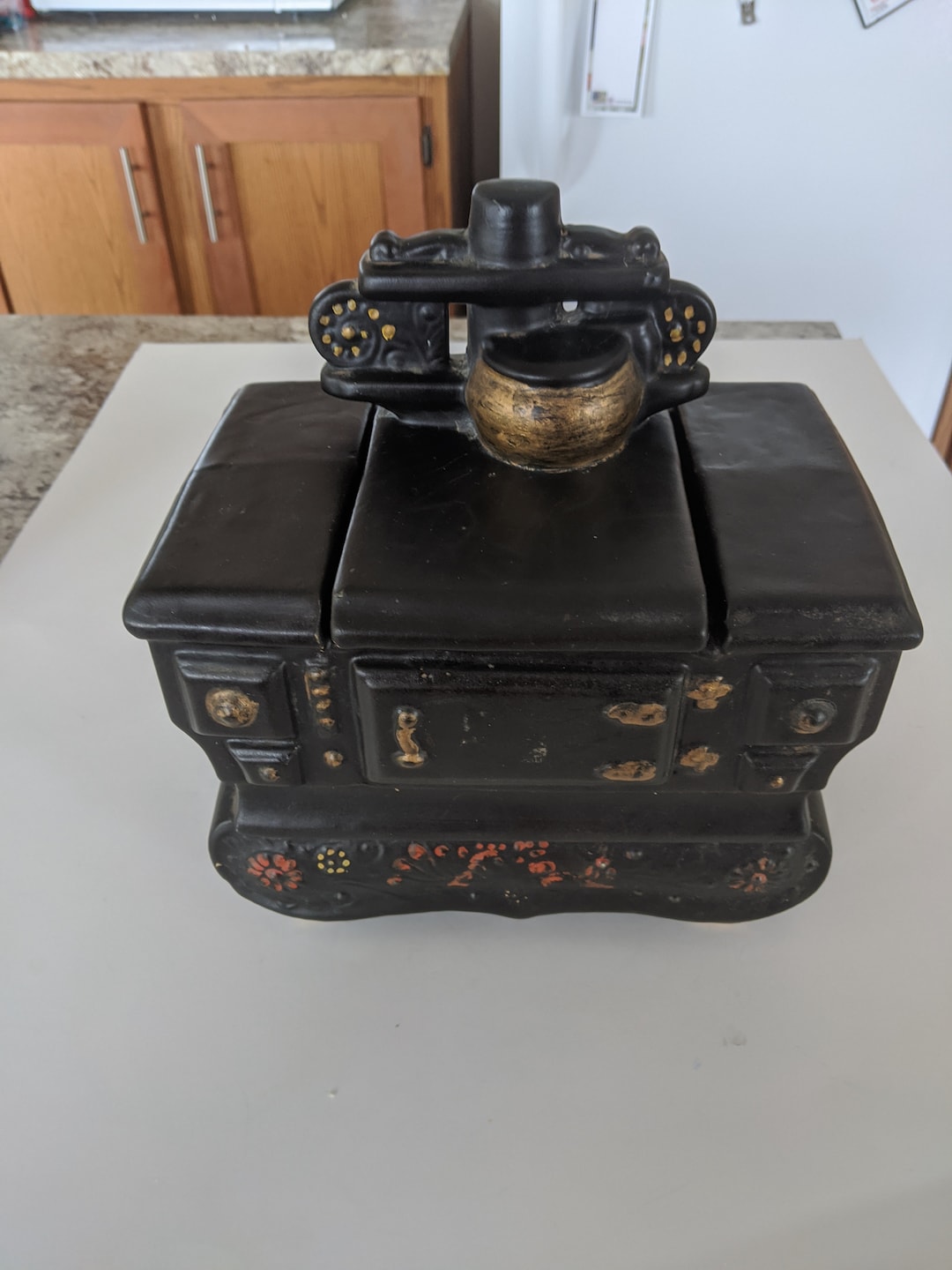 Mccoy Cookie Jar Pottery Cast Iron Stove Oven Made in USA Vintage Hand ...