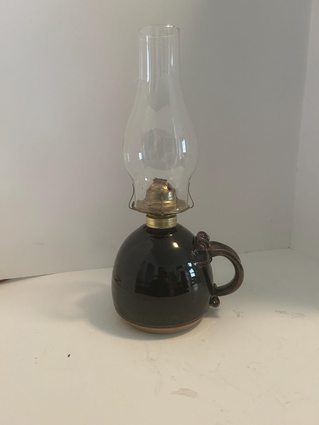 Vintage Arts and Crafts Stoneware/clay Pottery Hurricane Lamp/oil Lamp ...