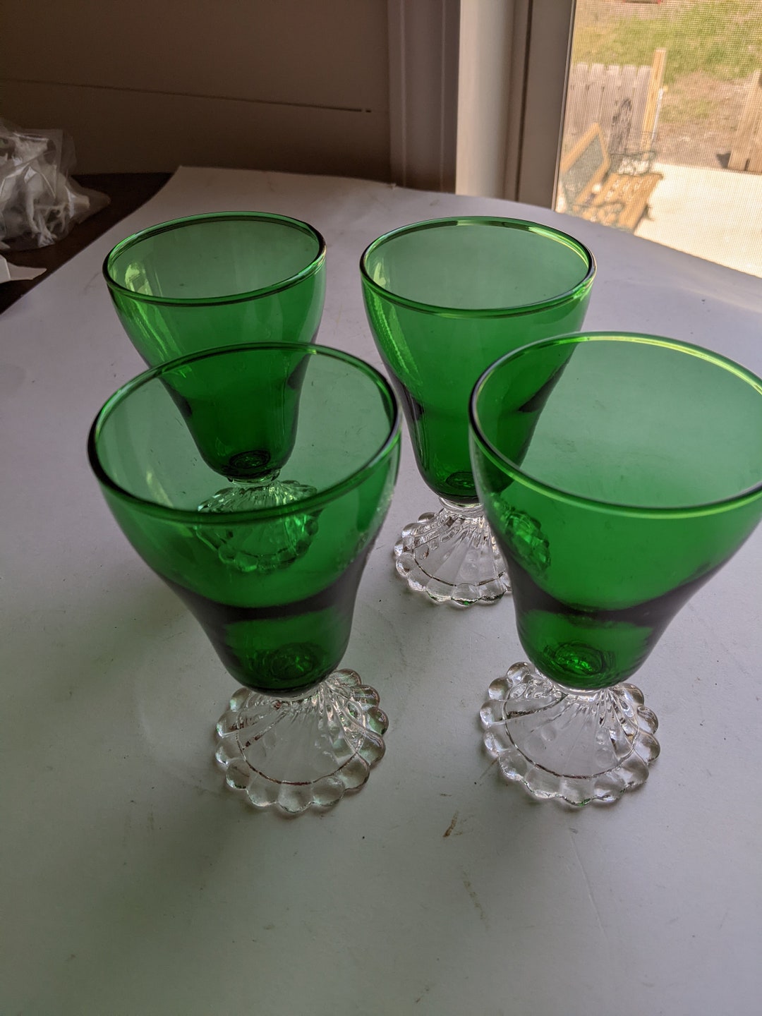 Anchor Hocking Glass BURPLE Inspiration Forest Green Footed - Etsy