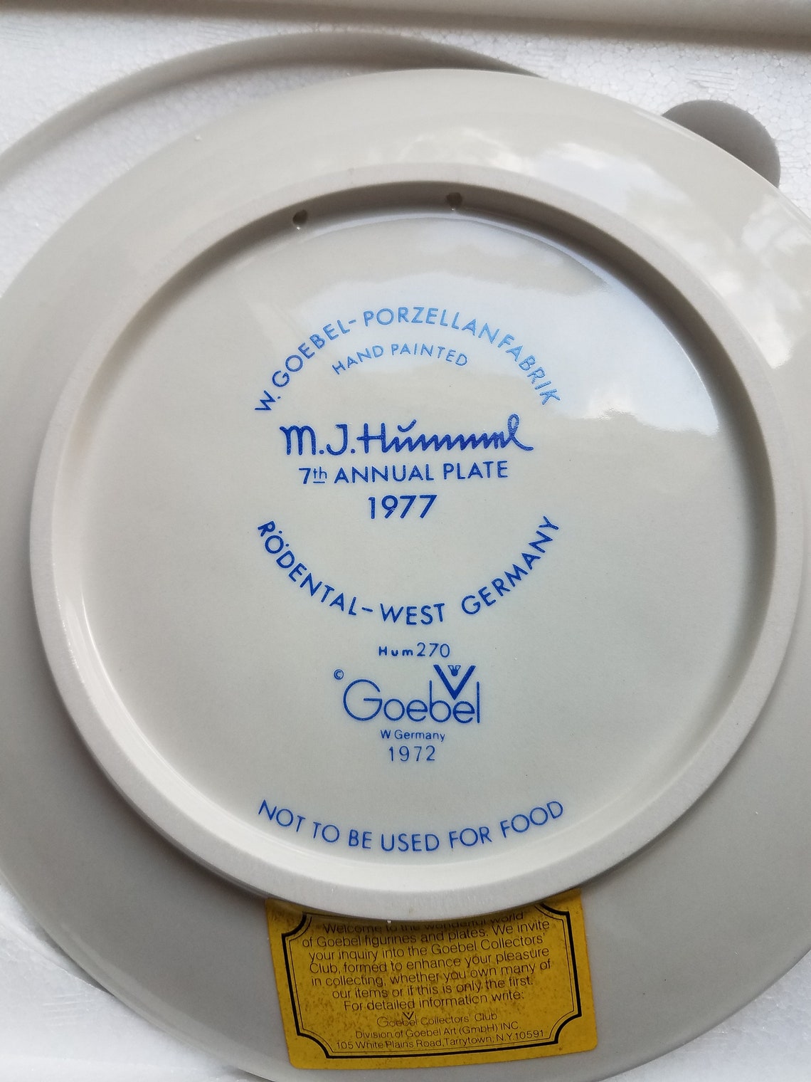 Vintage Goebel Hummel Plate, 1977 7th Annual, Hand Painted Collector ...