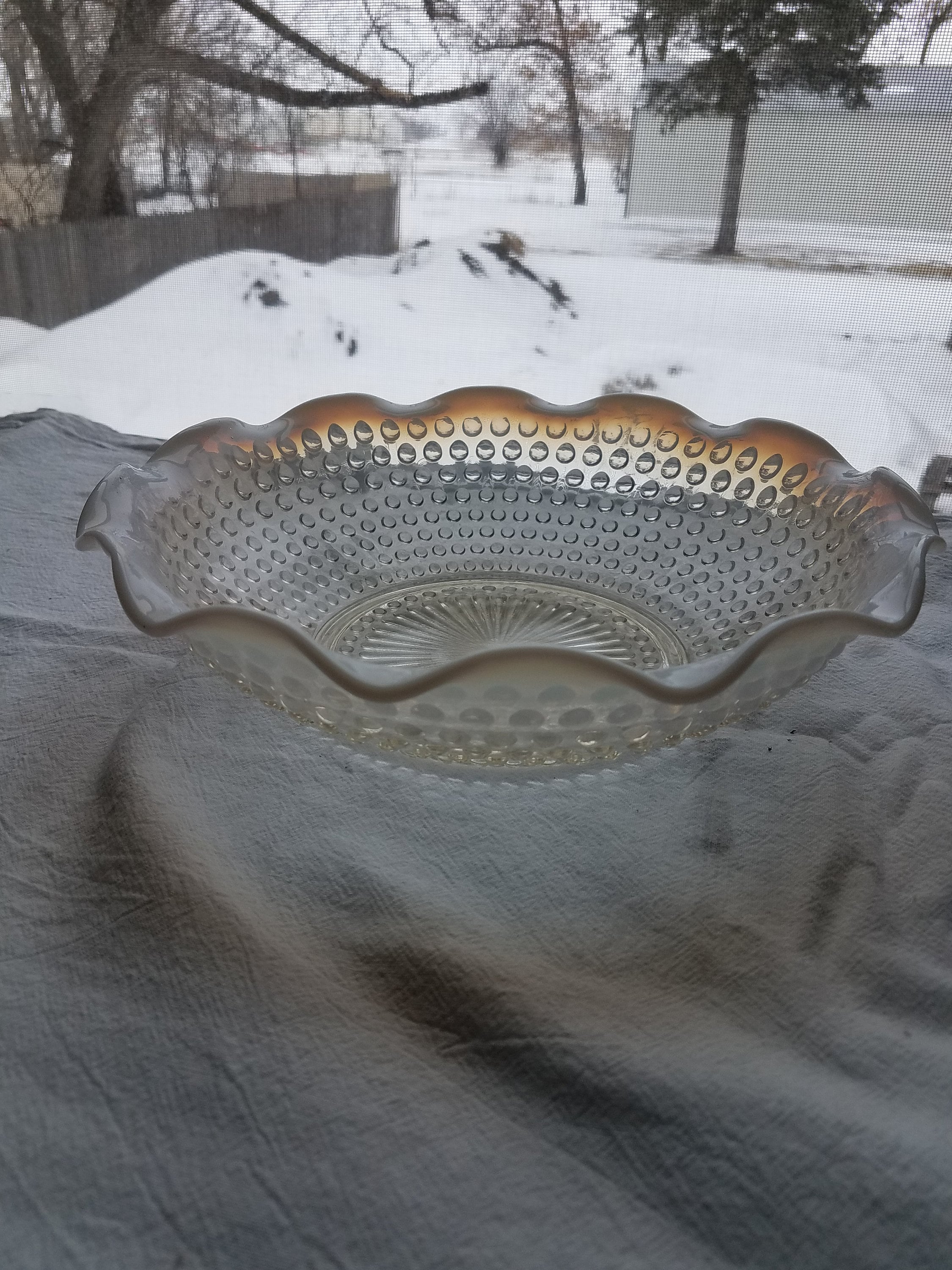 Moonstone Opalescent Hobnail Glass Bowl Vintage Anchor - Etsy