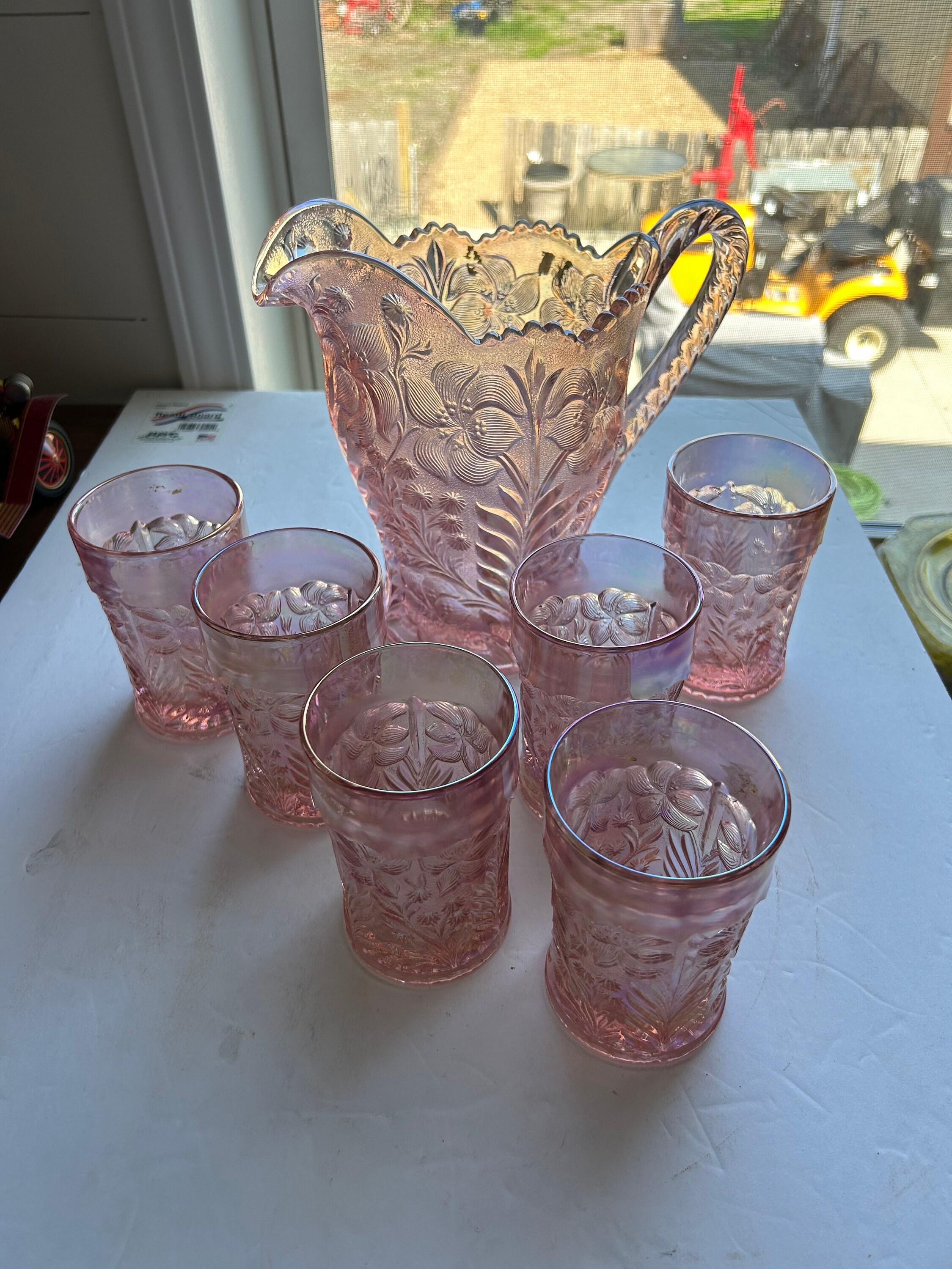 Pink Carnival Glass