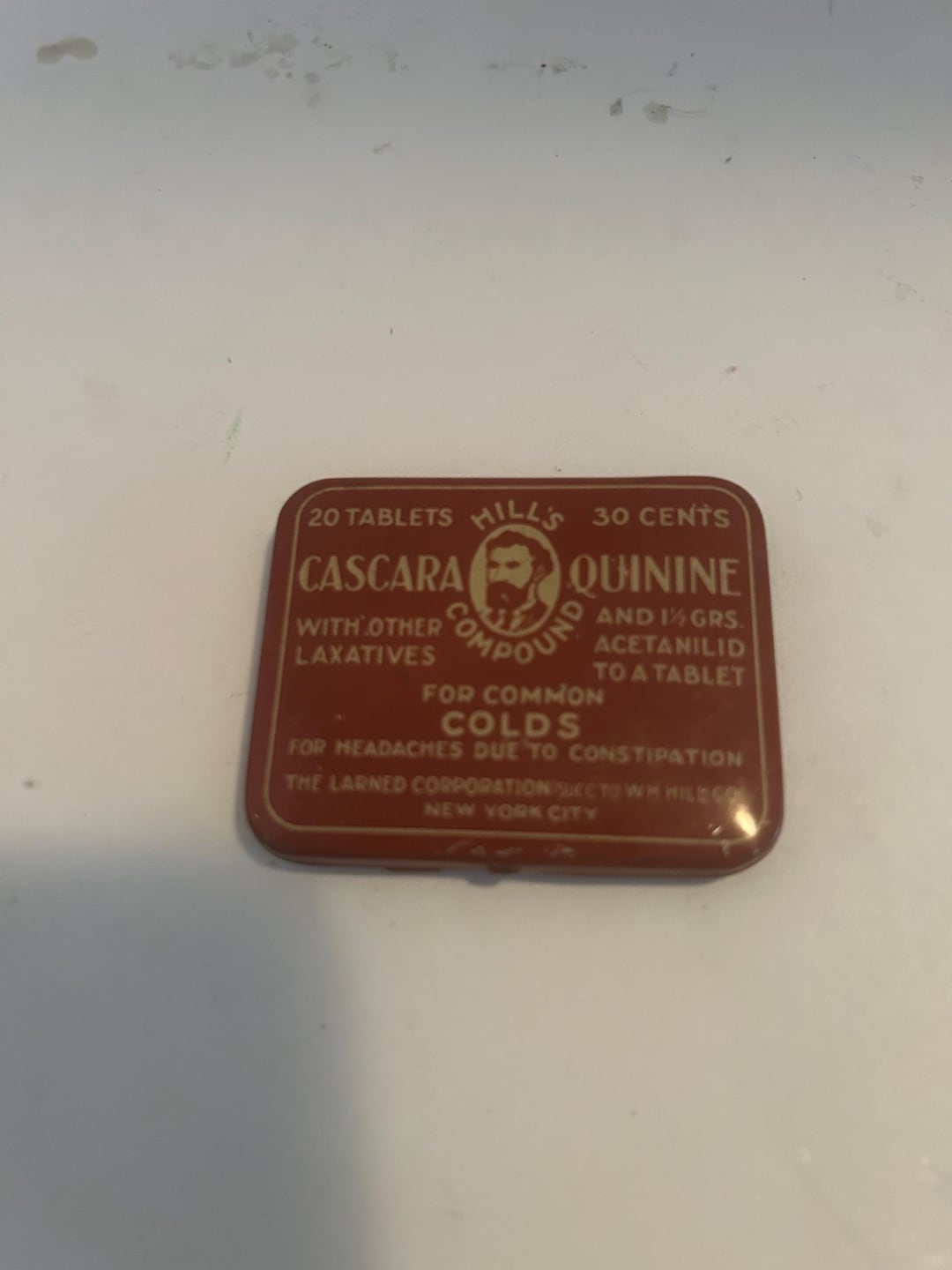 Vintage Advertising Tin: Hill's Cascara Quinine Cold Tablets, 20 Tablet ...