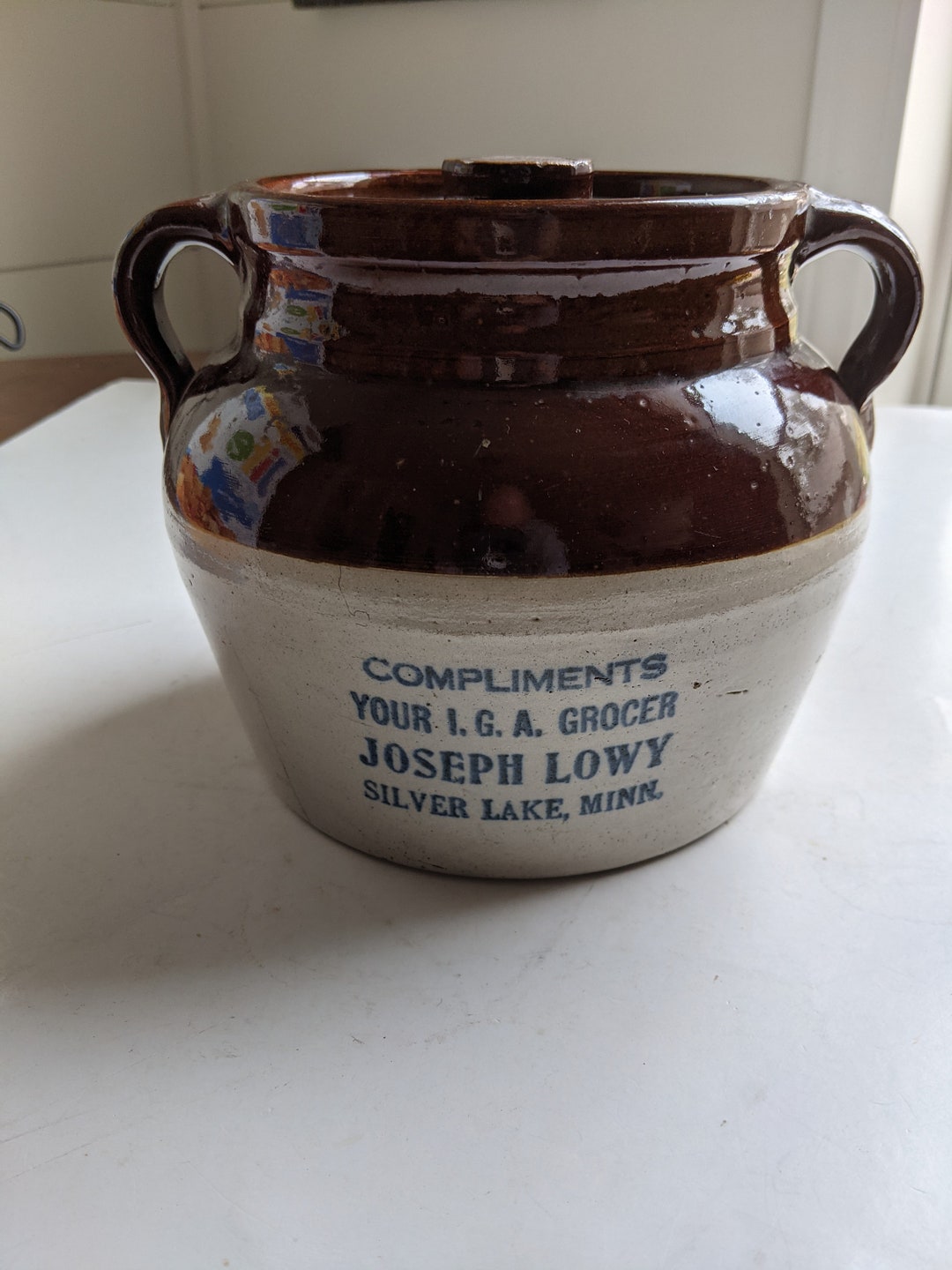 Vintage Compliments of Your IGA Grocery Joseph Lowy, Bean Pot Crock - Etsy