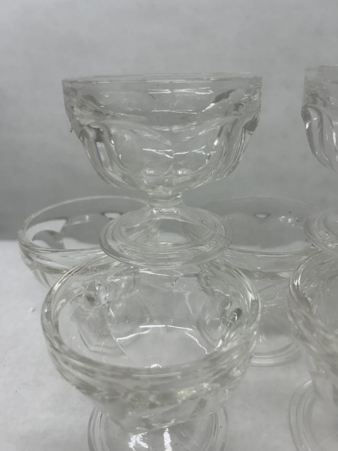 Vintage Federal Glass Ice Cream Cups, Pedestal Dessert Glasses, Set of ...