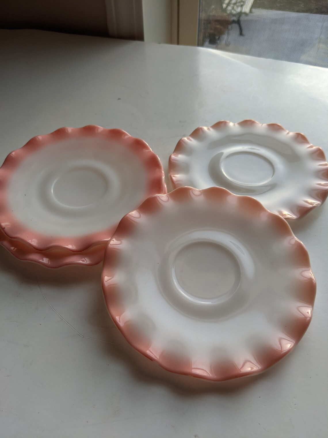 Hazel Atlas Ripple Pink Crinoline Saucer Plate - Etsy