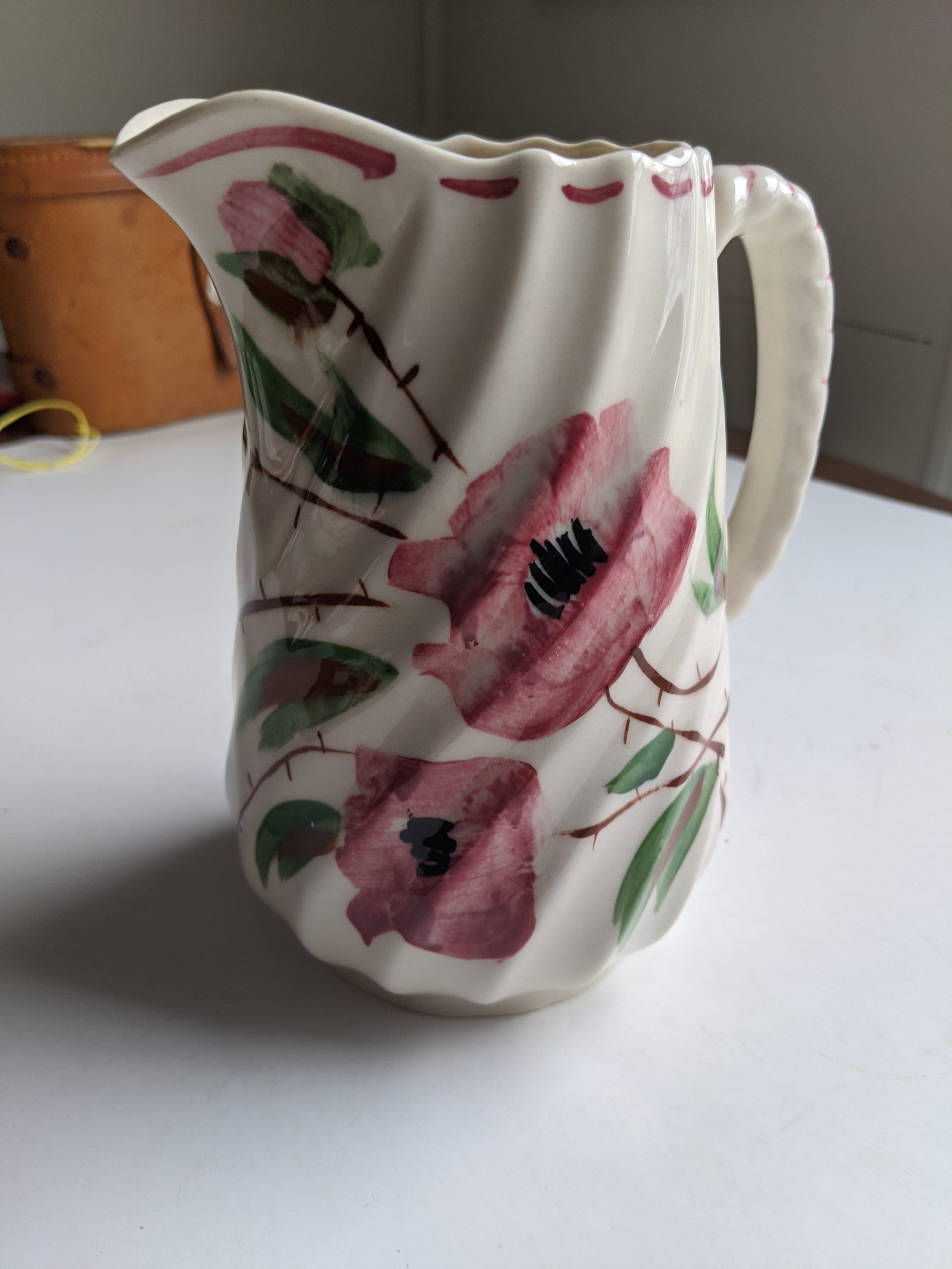 Blue Ridge Pottery Small Spiral Pitcher Wild Irish Rose Pattern Hand ...