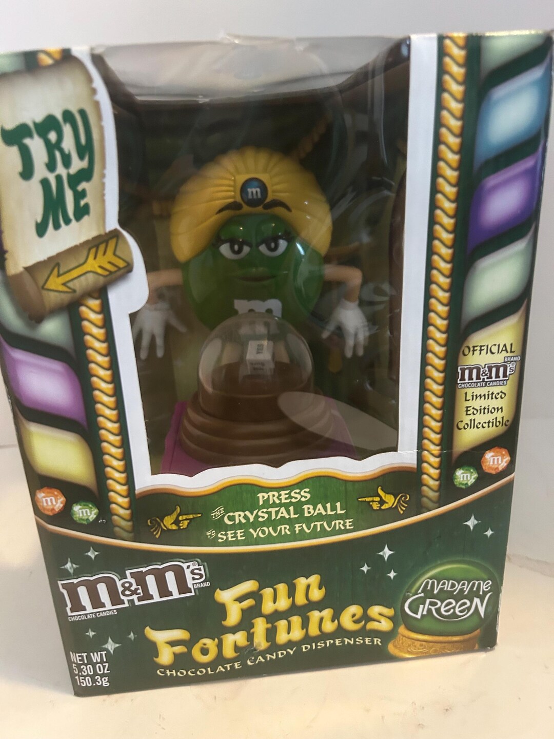 M&m's Fortune Teller Green Candy Dispenser Magician Boggle Top Vintage ...