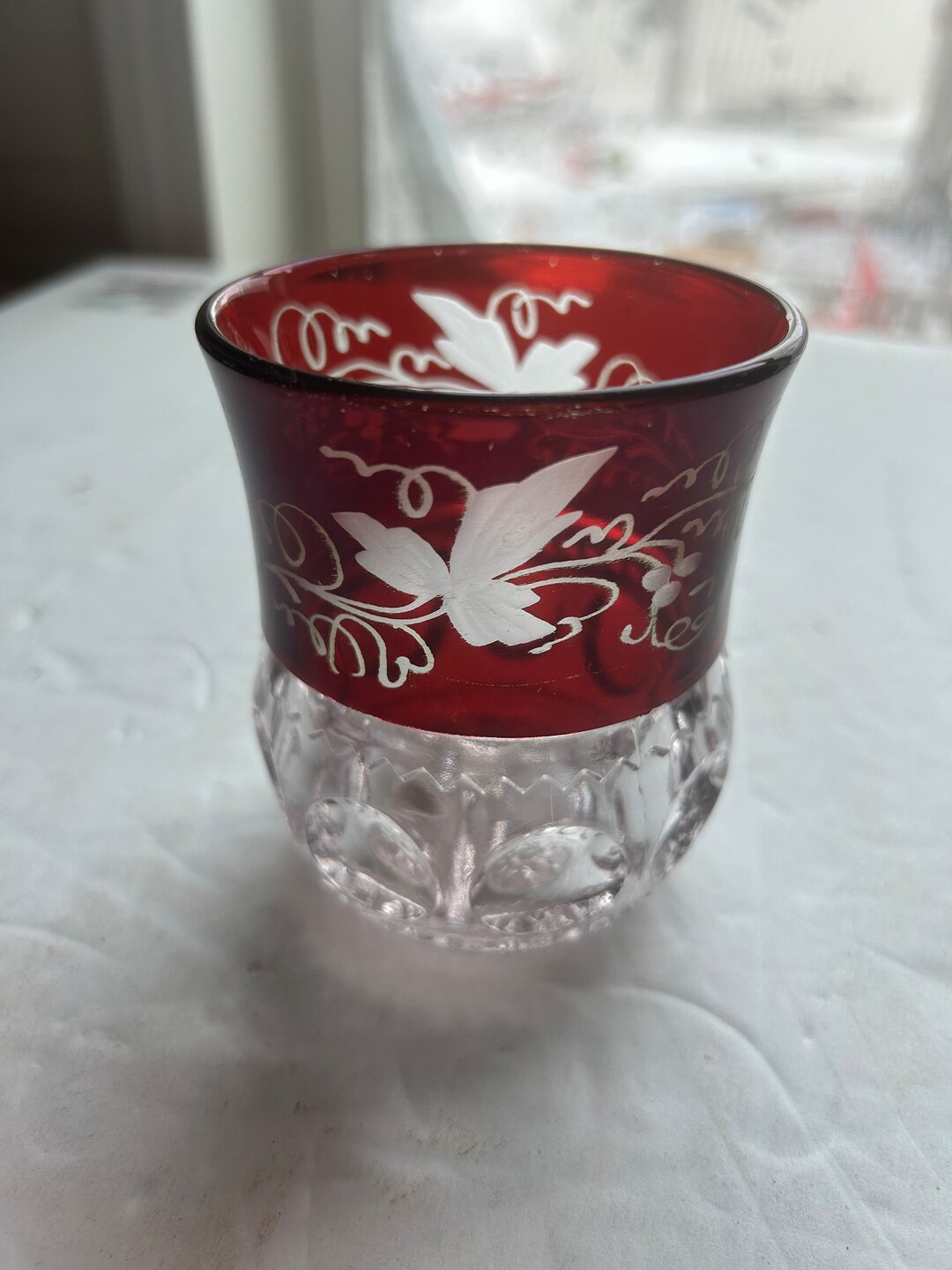 Ruby Red Crystal Spooner – Etched Leaf and Vine Design - Etsy