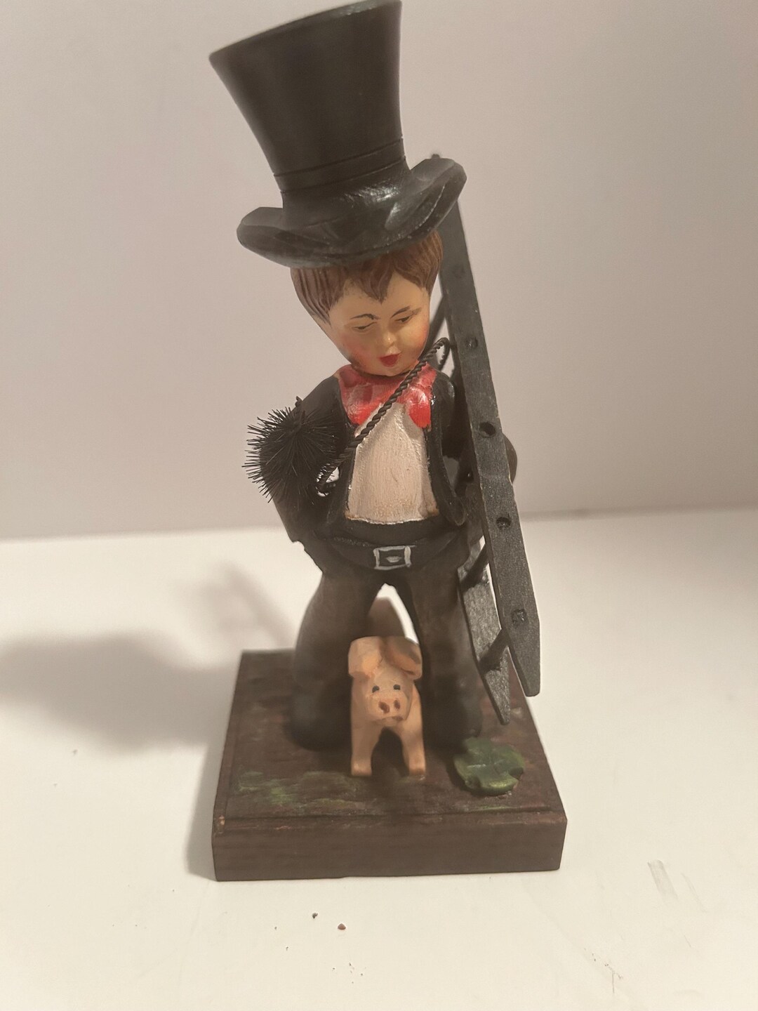 RARE German Black Forest Wood Hand Carved Chimney Sweep Boy W/piglet ...