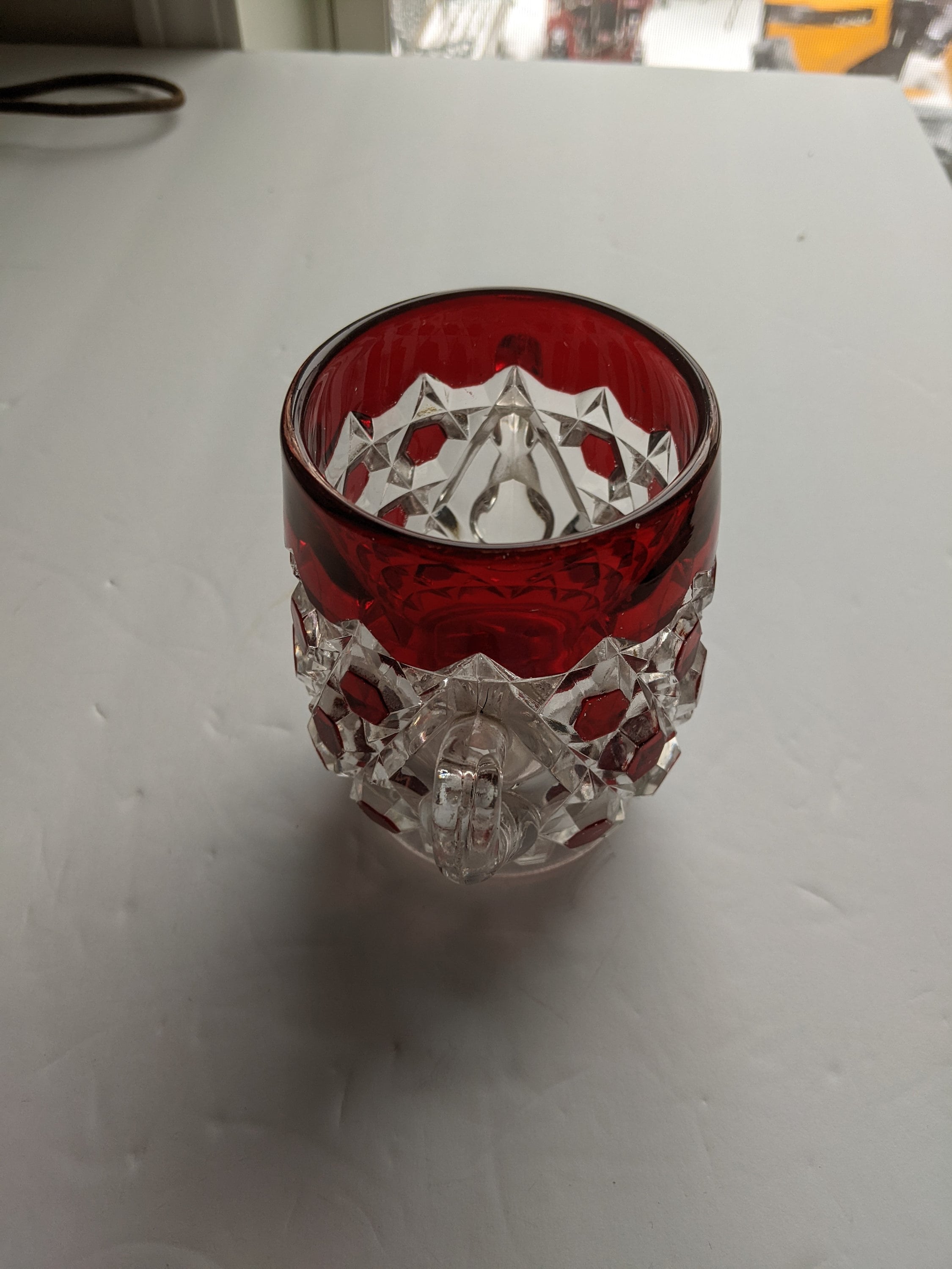 Antique US Glass Co Ruby Red Flash Double Handled Spooner, Ruby Flash ...