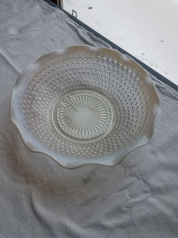Moonstone Opalescent Hobnail Glass Bowl Vintage Anchor | Etsy