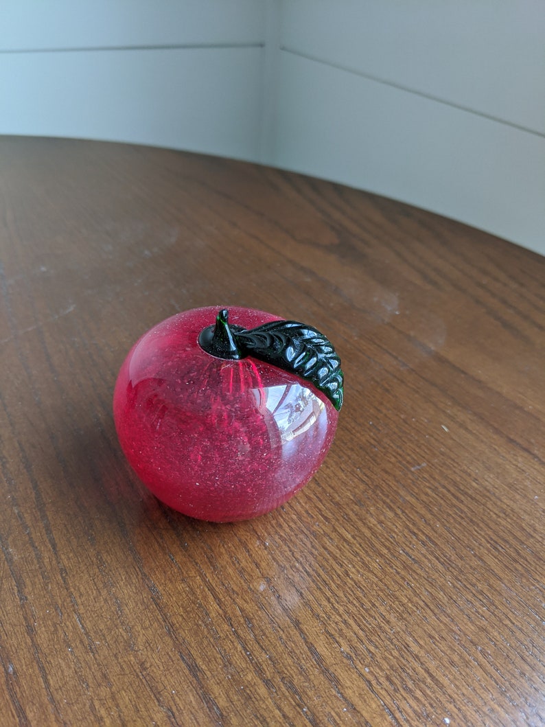 Vintage Red Glass Apple Paperweight - Etsy