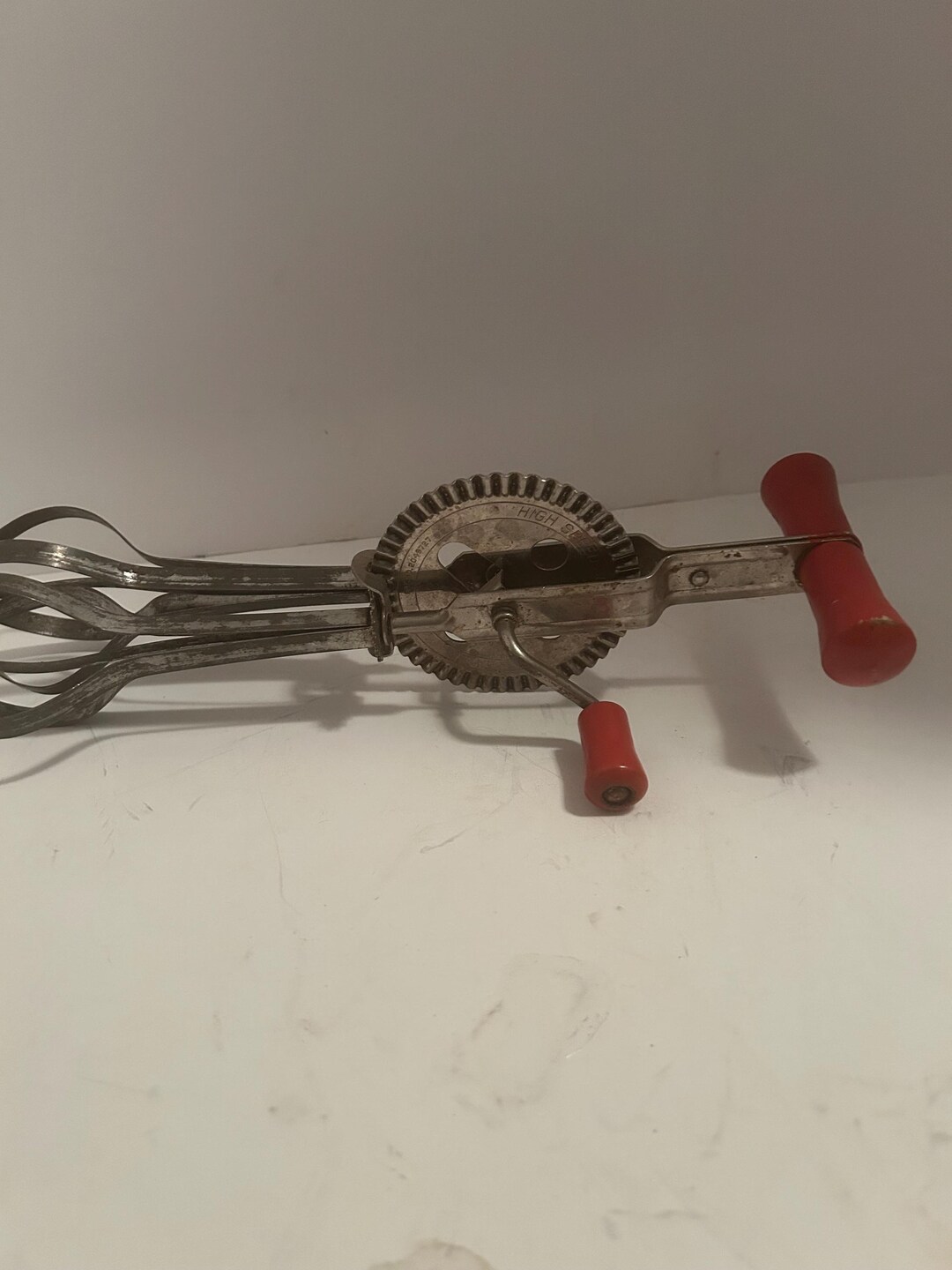 Vintage 1976 Ekco Hand Crank Egg High Speed Super Beater Whisk Red ...