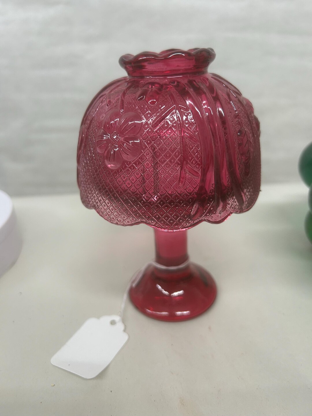 Vintage Fairy Lamp / Tiara Cranberry Glass 2 Piece Fairy Lamp by ...