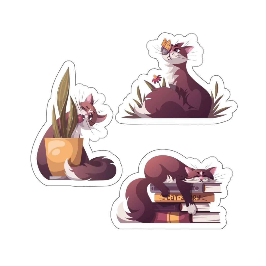 Funny Cat and Plants Stickers Plant Stickers Cat Lovers - Etsy