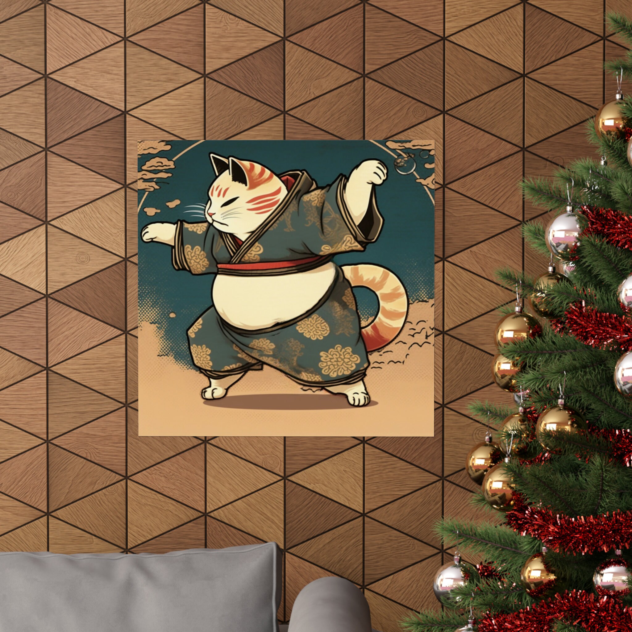 Funny Ninja Fat Cat Wall Art Animal Wall Decor Funny Cat - Etsy