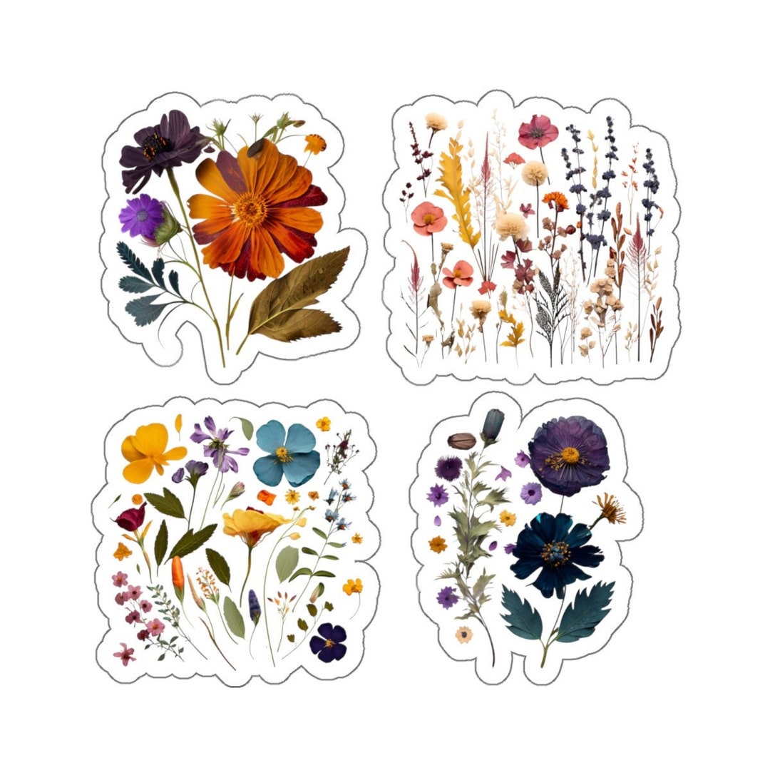 Dried Pressed Flower Stickers Floral Stickers Flower Gift Gardening ...
