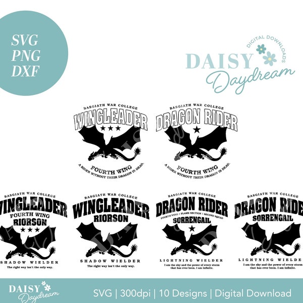 Fourth Wing Wingleader Dragon Rider SVG Cut File Cricut Silhouette - Etsy