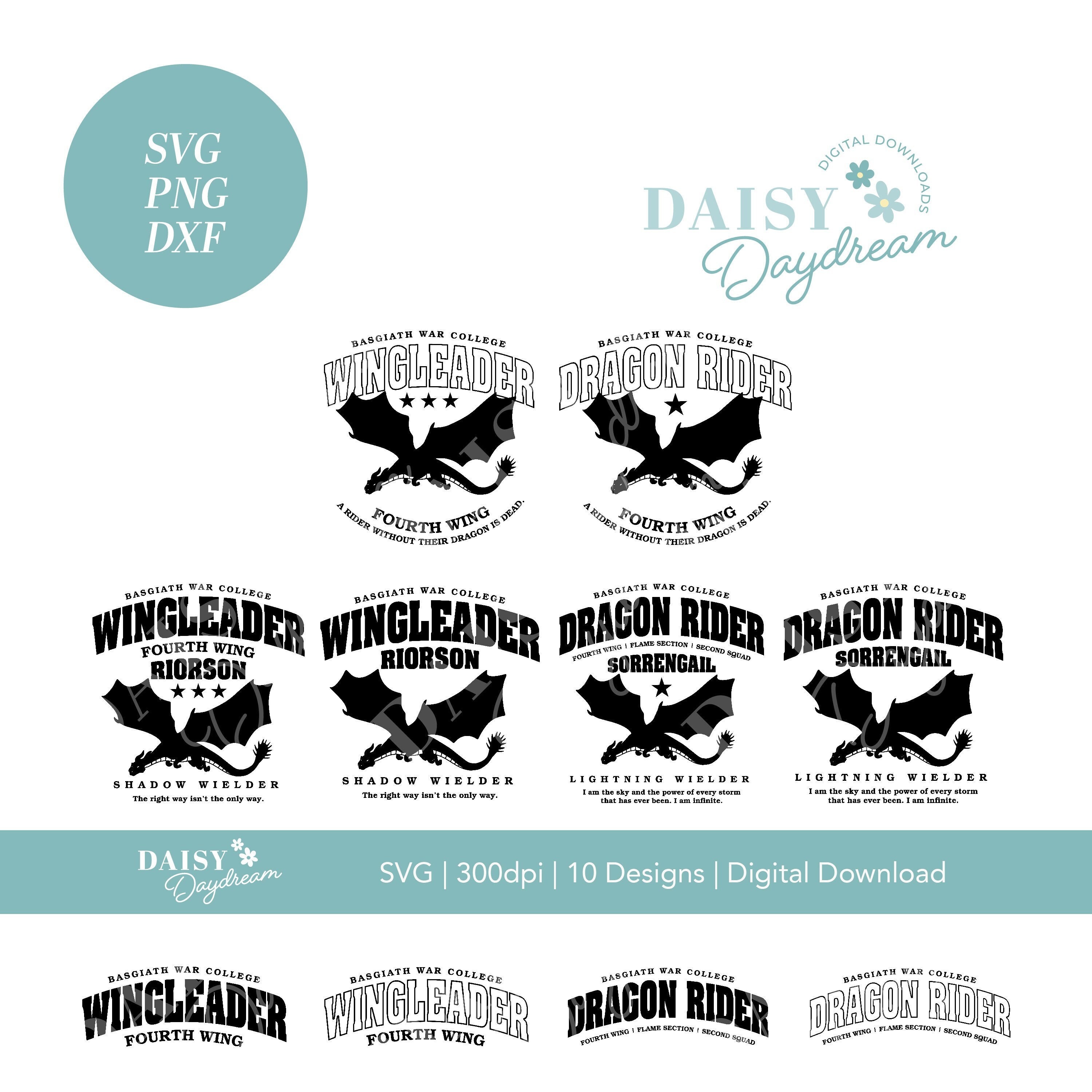 Fourth Wing Wingleader Dragon Rider SVG Cut File Cricut Silhouette - Etsy