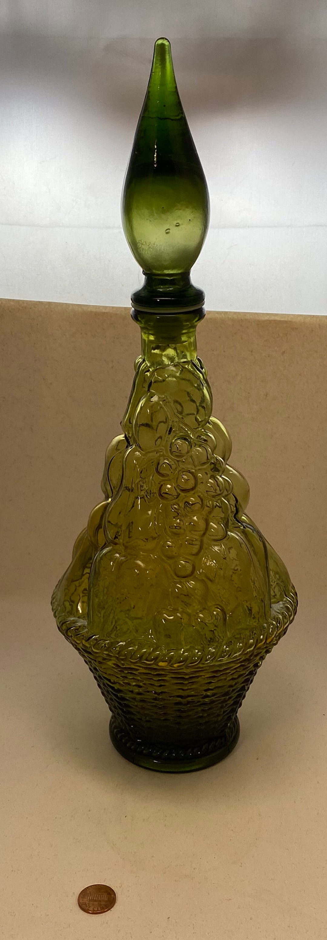 ITALIAN Genie Bottle Green Fruit Basket Glass Decanter W/stopper - Etsy