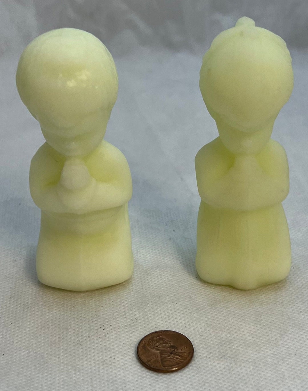 Fenton Custard Uranium Glass Praying Boy & Girl 3.75 - Etsy