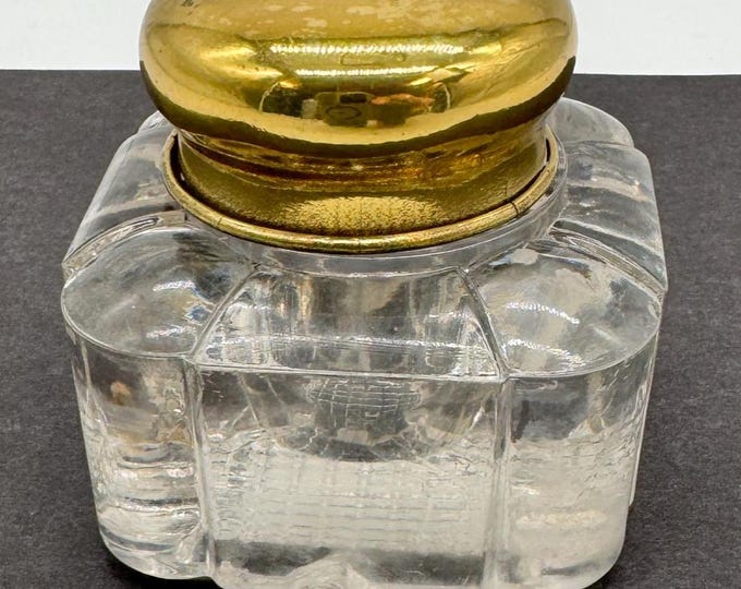 Antique Square Glass Inkwell W/brass Cap - Etsy